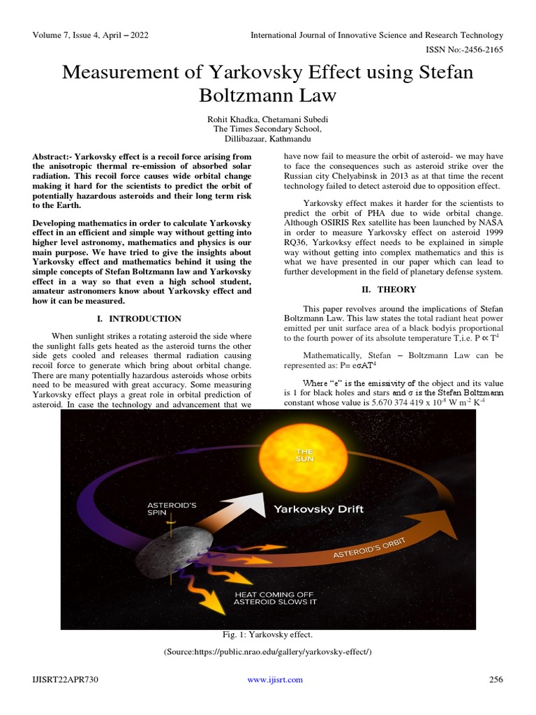 Yarkovsky Effect Simplified | PDF | Nature | Solar System
