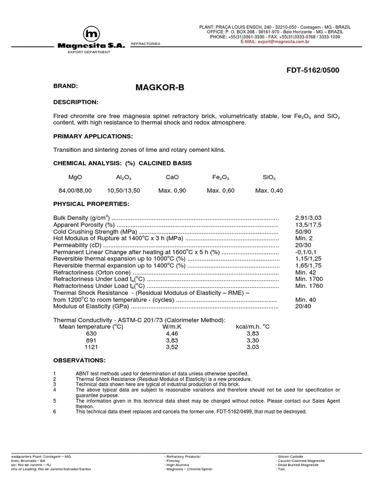 Technical Data Sheet for MagKor-B Fired Chromite Ore Free Magnesia ...