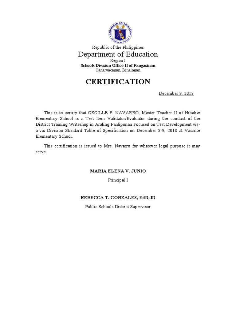 Department of Education: Certification | PDF | Government