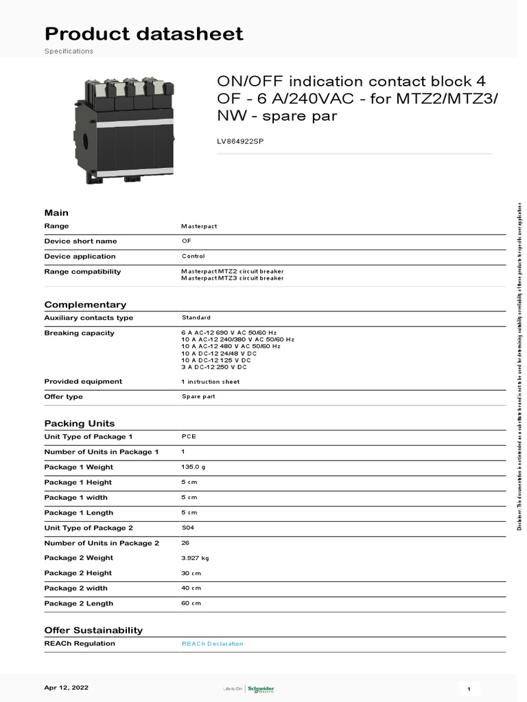 MasterPact MTZ - ACB - LV864922SP | PDF