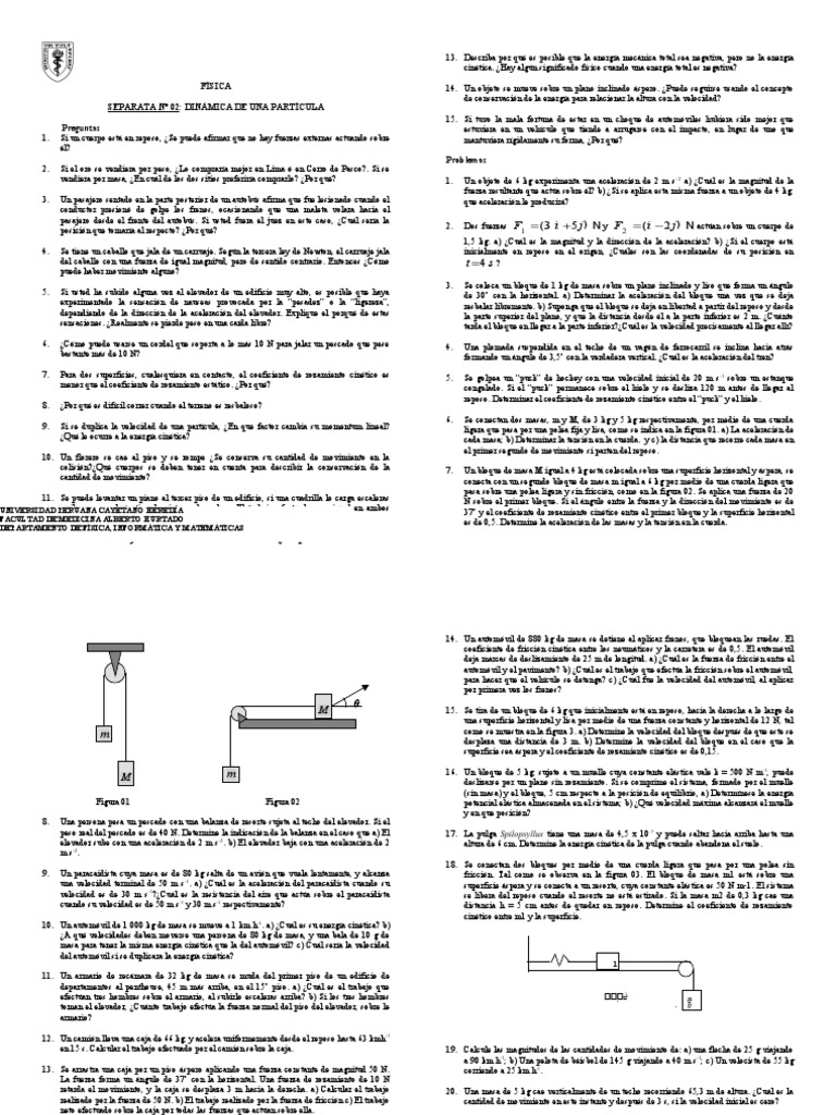Separata 02 - Dinamica de Una Particula | PDF | Fricción | Masa