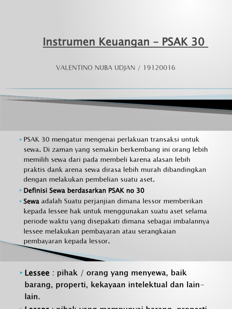 Pemahaman PSAK 30 tentang Sewa | PDF | Pengelolaan Keuangan & Uang