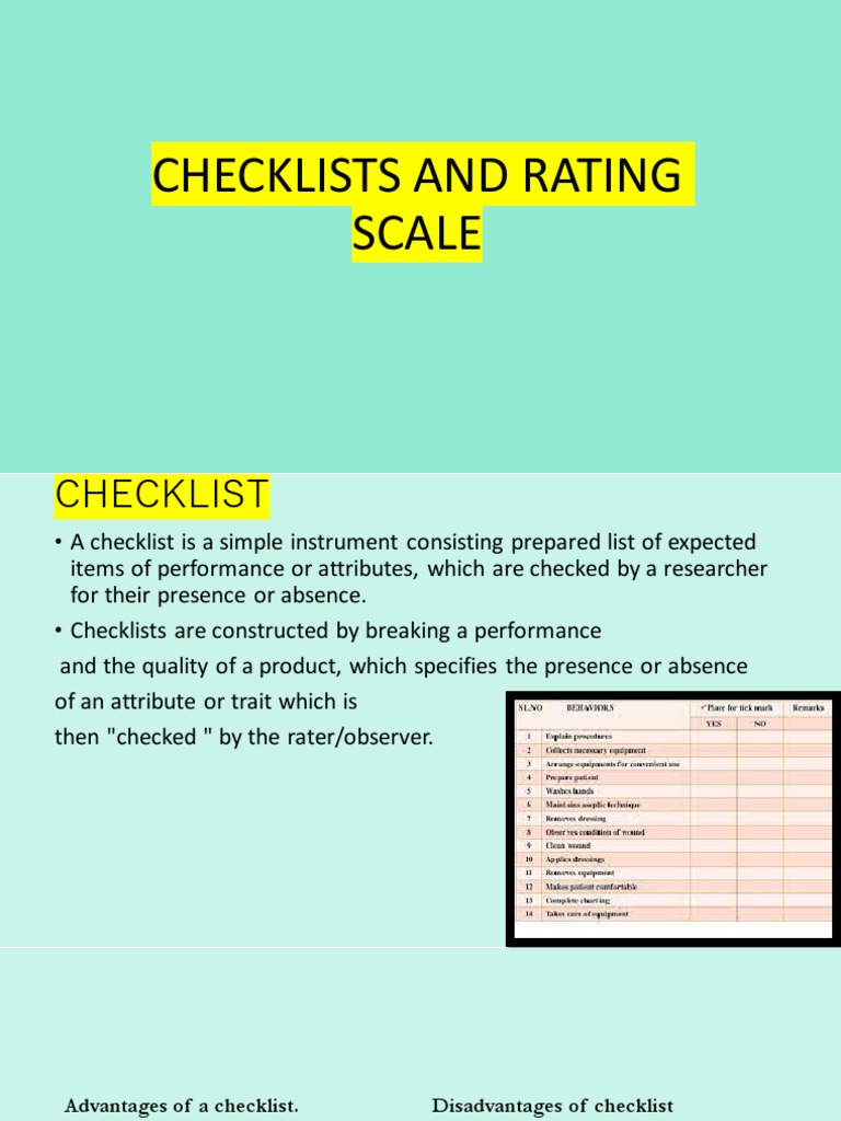Checklists and Rating Scale | Download Free PDF | Level Of Measurement ...