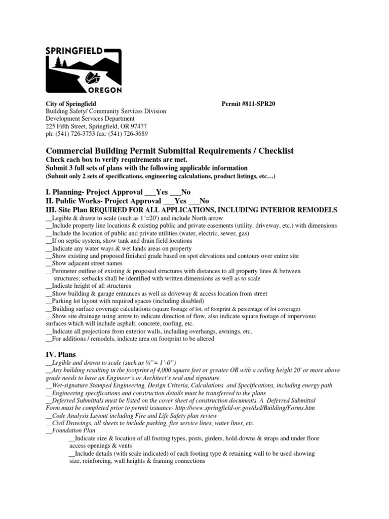Commercial Building Permit Submittal Requirements / Checklist | PDF | Framing (Construction) | Truss