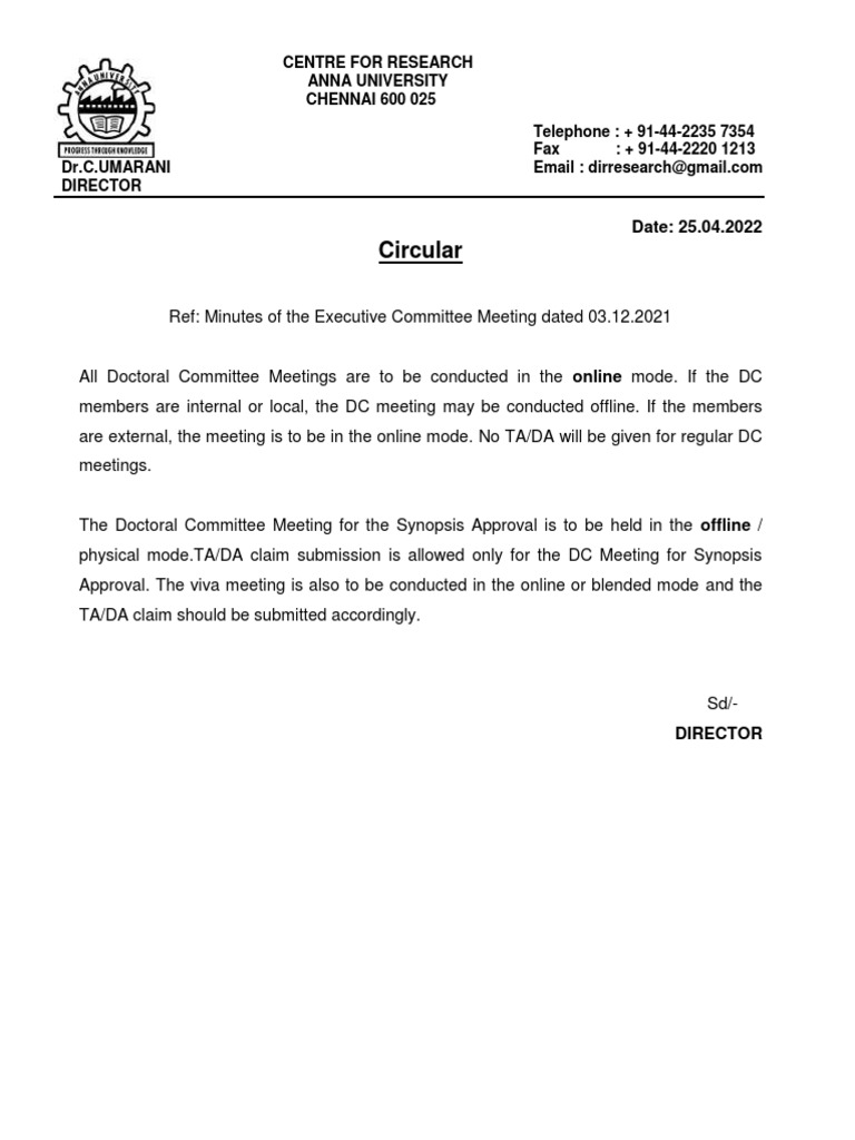 DC Meeting Circular | PDF