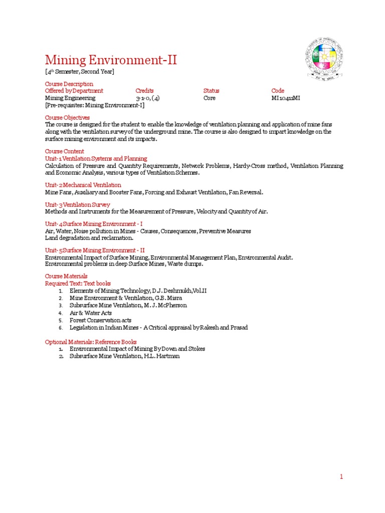 Mining Environment Mining Environment-II | PDF | Numerical Analysis ...