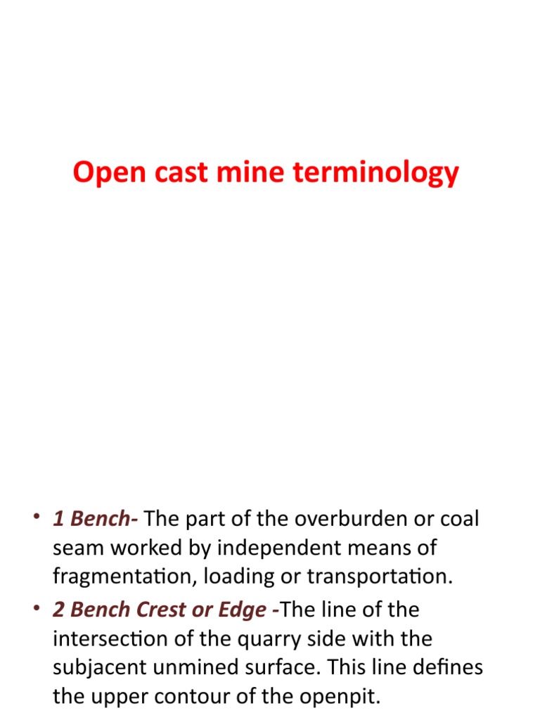 Open Cast Mine Terminology | PDF | Science & Mathematics