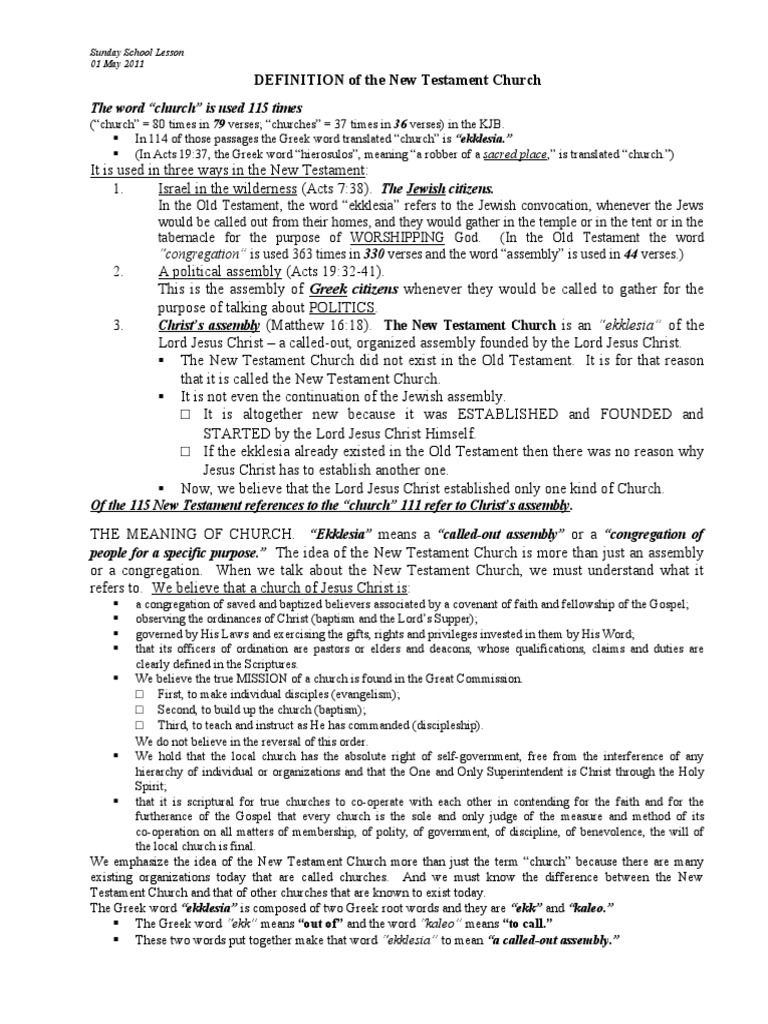 The Definition of The Church (Student's Copy) | PDF | Christian Church ...