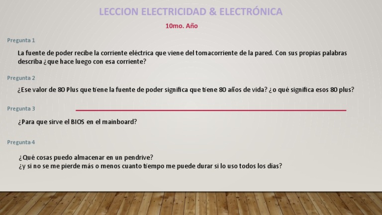 Lección Electricidad & Electrónica - 10mo. | PDF