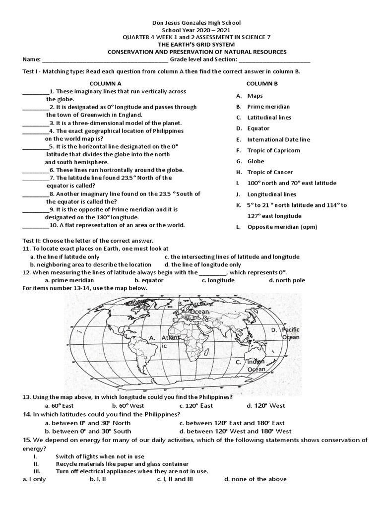 Science 8 - q4 - Week 1&2 Assess | PDF