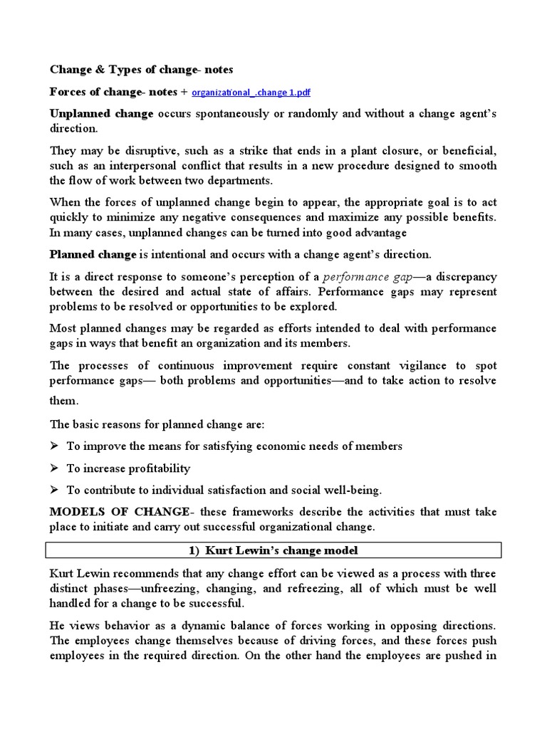 Analyzing Models of Planned and Unplanned Organizational Change ...