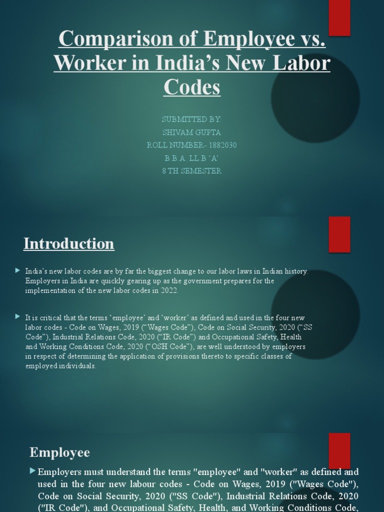 Employee vs Worker in New Labour Codes | PDF | Employment | Labour Law