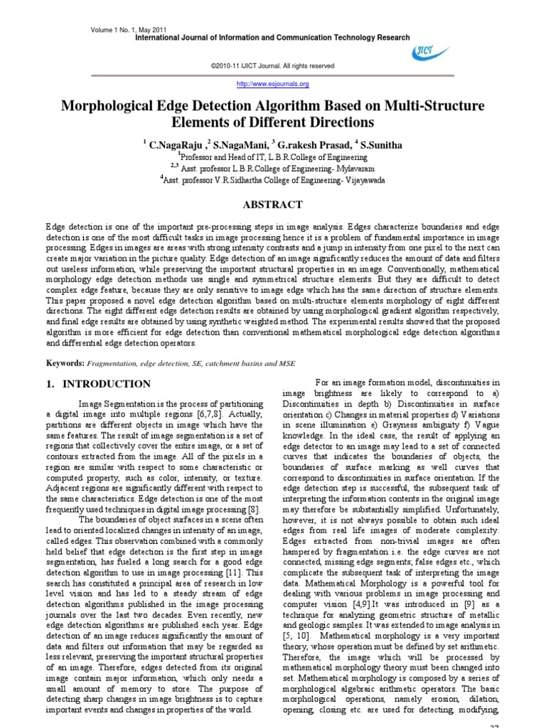 Morphological Edge Detection Algorithm Based On Multi-Structure Elements of Different Directions ...