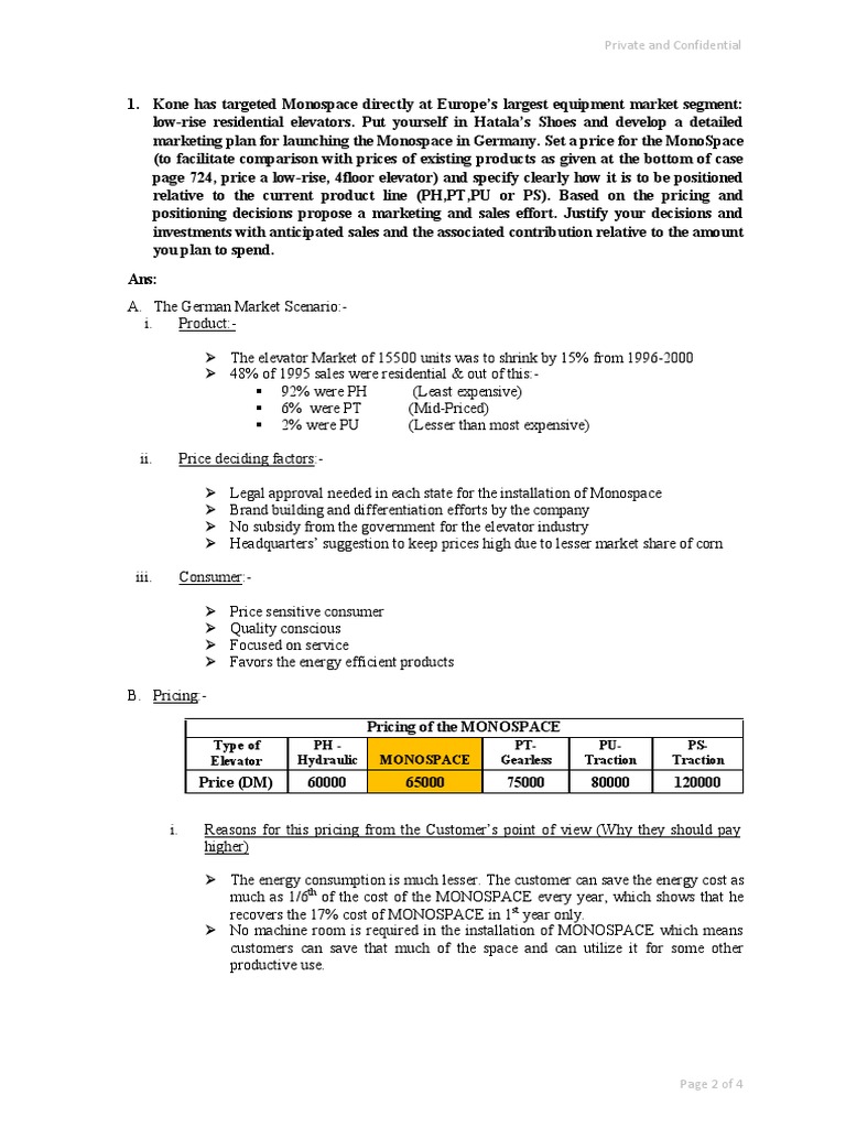 Kone Case Analysis | PDF | Pricing | Elevator