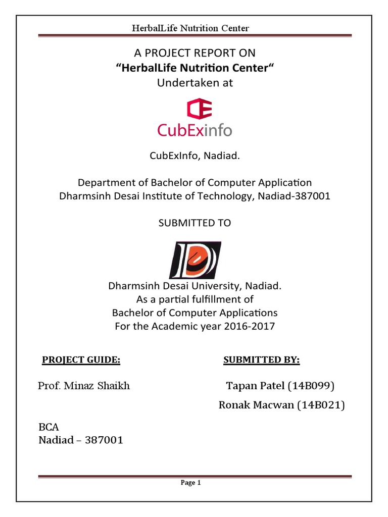 "Herballife Nutrition Center": A Project Report On Undertaken at | Download Free PDF | Ajax ...