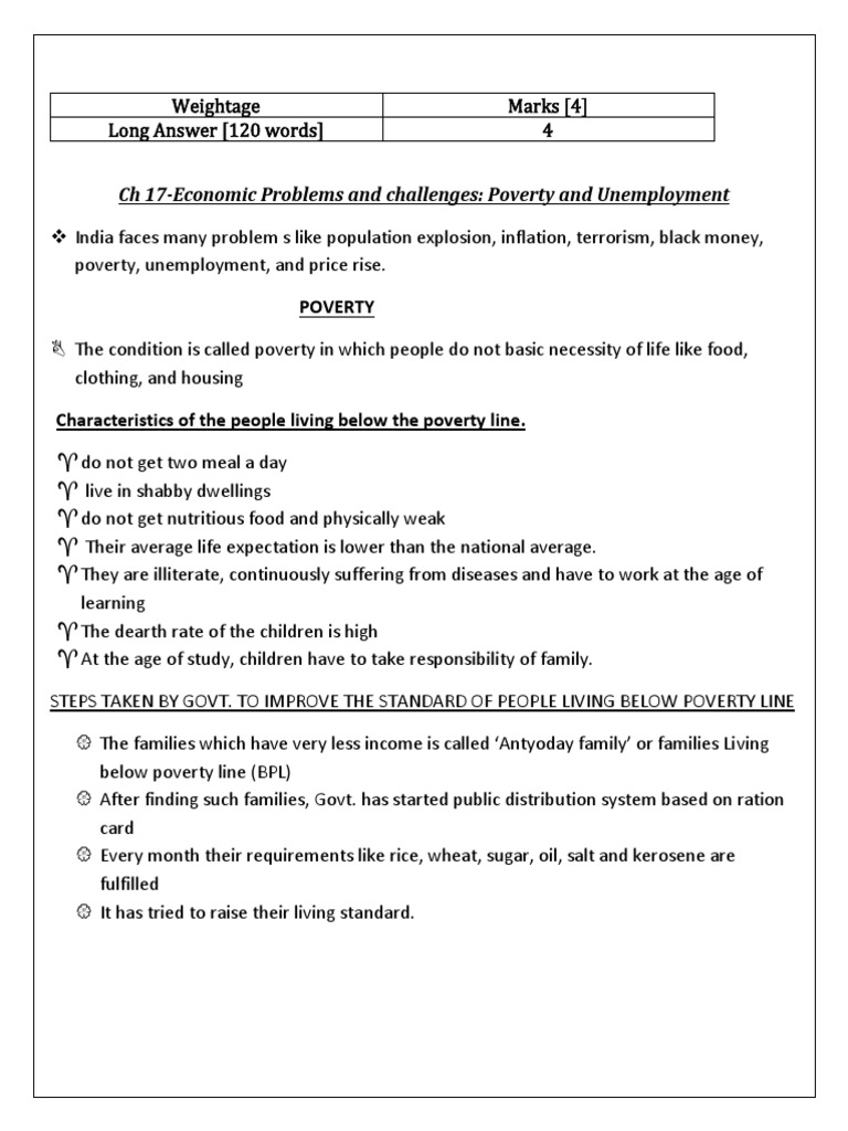 CH 17-Economic Problems and Challenges: Poverty and Unemployment | PDF ...
