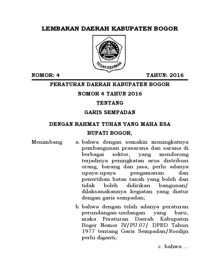 Perda No. 4 Tahun 2016 TTG Gs | PDF