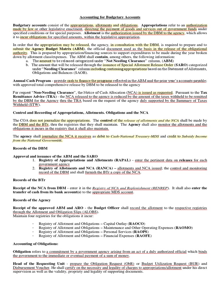 Note 5-Accounting For Budgetary Accounts | PDF | Debits And Credits ...