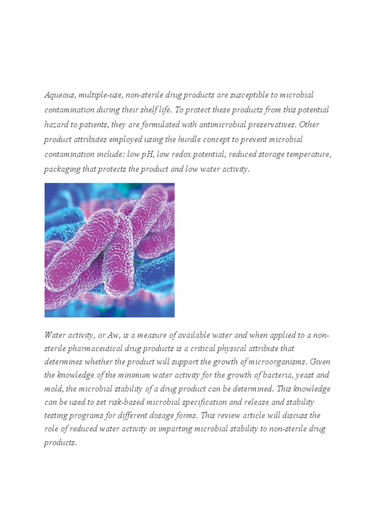 The Role of Reduced Water Activity in Imparting Microbial Stability to ...