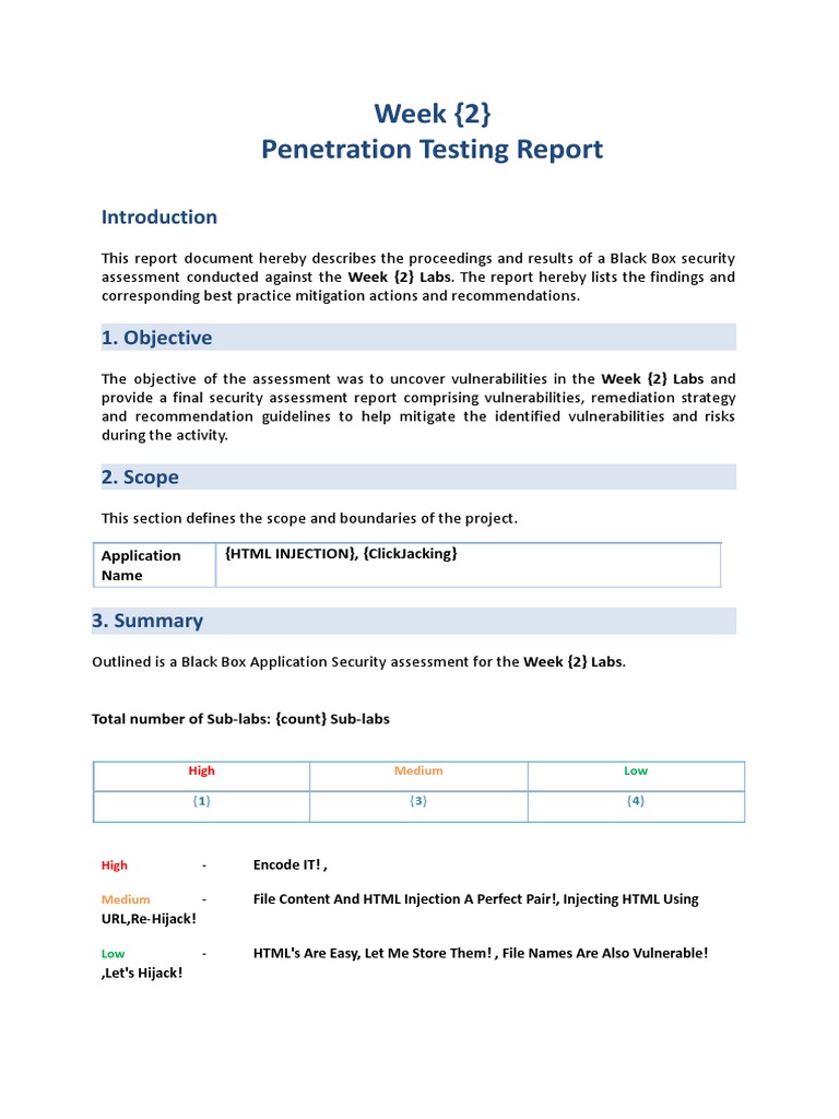 Week 2 Penetration Testing Report | PDF | Html | Information Technology