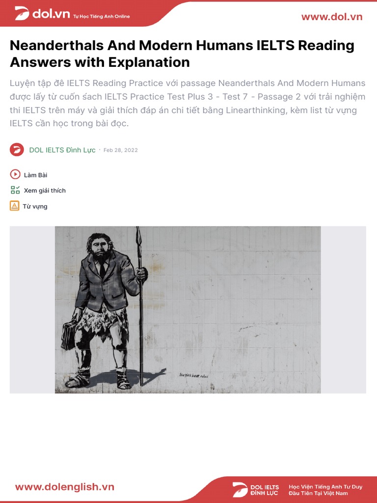 Neanderthals and Modern Humans IELTS Reading Answers With Explanation ...