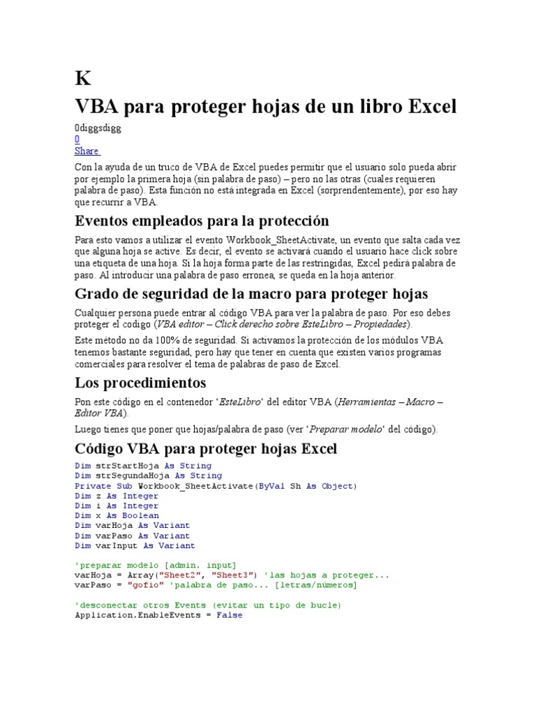 Macos en Vba Excel | PDF | Visual Basic para Aplicaciones | Microsoft Excel