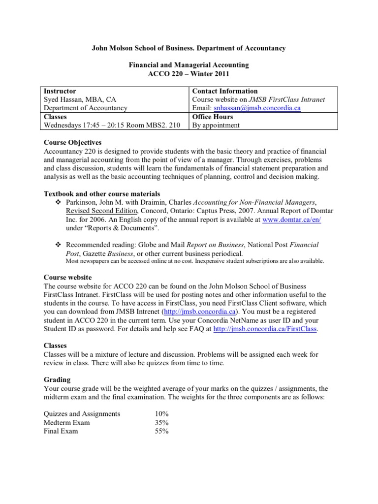 ACCO 220 Outline | PDF | Communication | Computing