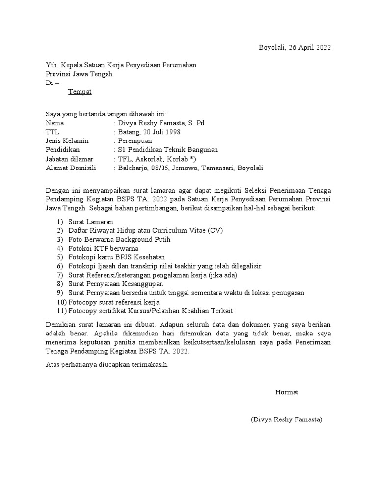 Format TFL BSPS Divya | PDF