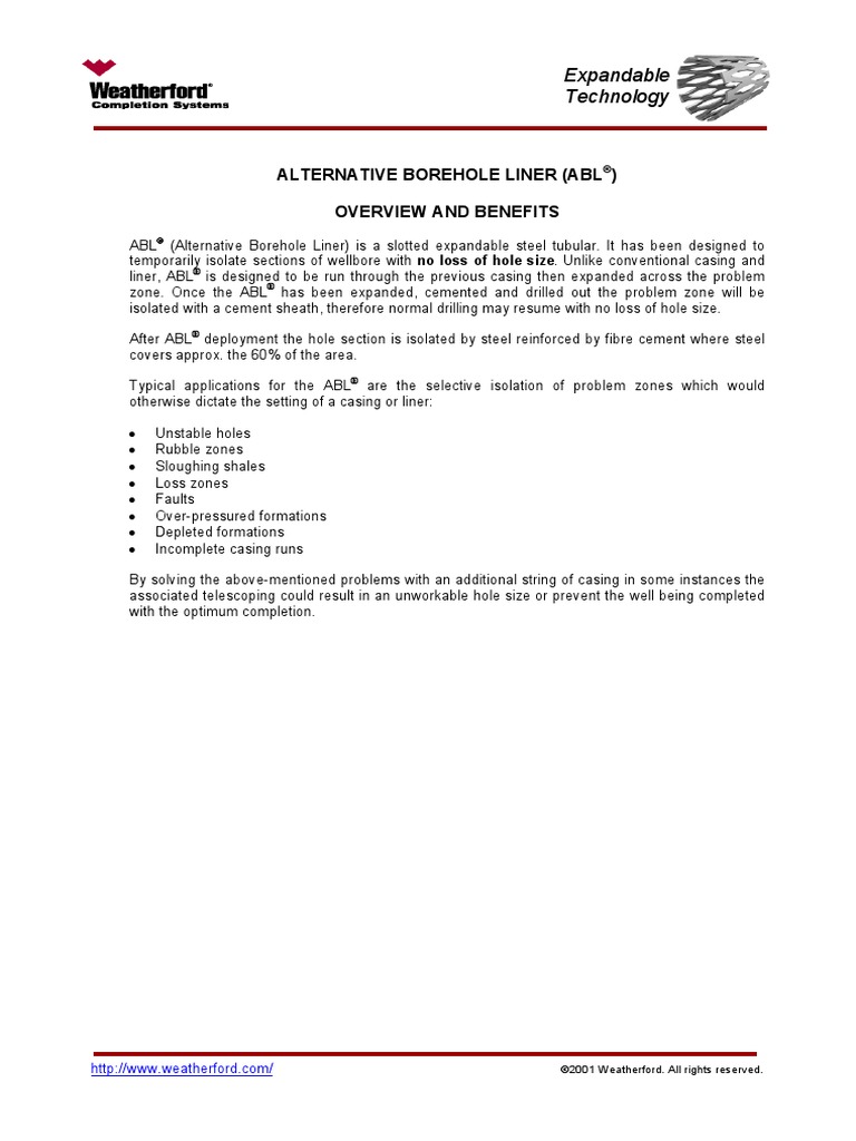 B - ABL Overview and Benefits2 | PDF | Casing (Borehole) | Materials