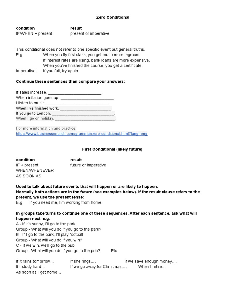 Zero To 2nd Conditional Activities | PDF | Linguistics | Linguistic Morphology