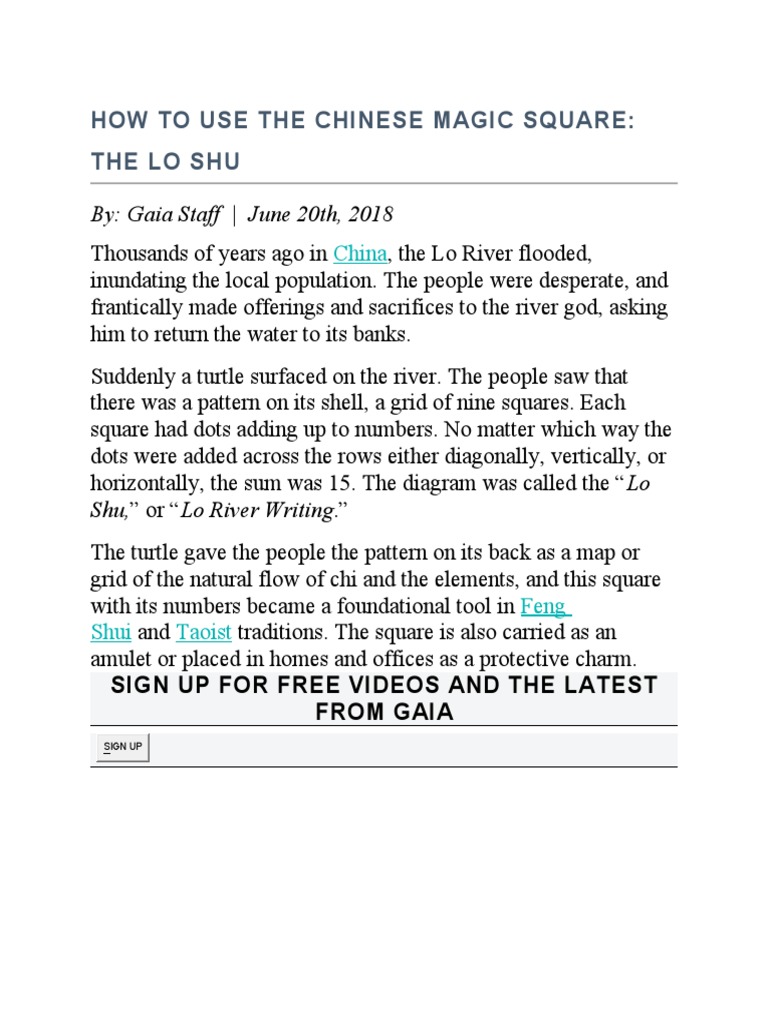 How To Use The Chinese Magic Square | PDF | Planets | Thought