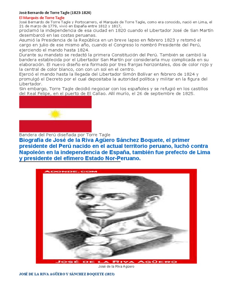 Biografía de José Bernardo de Torre Tagle | PDF | Perú | America latina