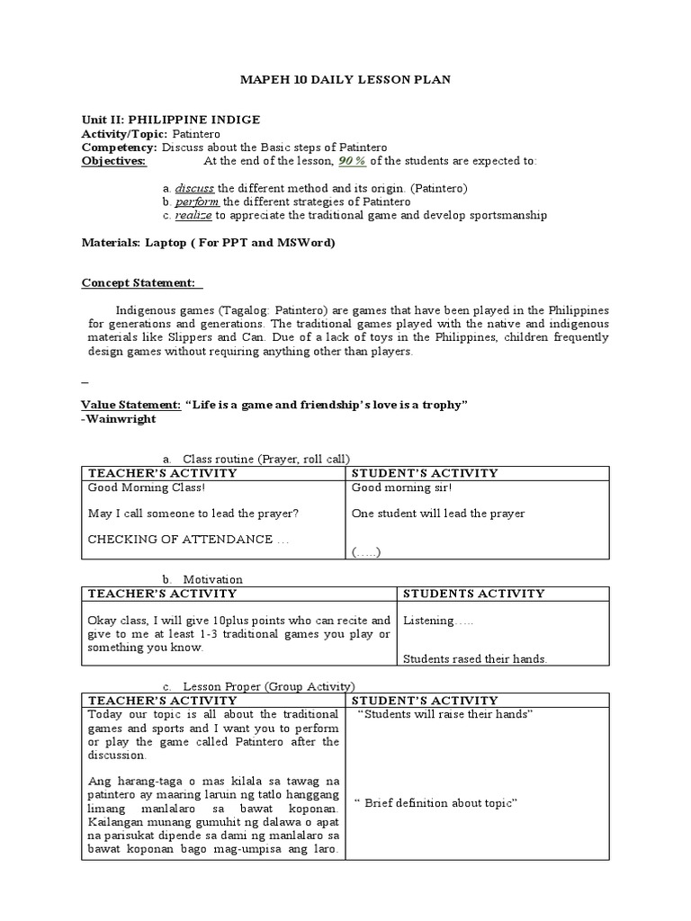 LESSON PLAN, Kenneth Castillo | PDF | Lesson Plan | Cognition