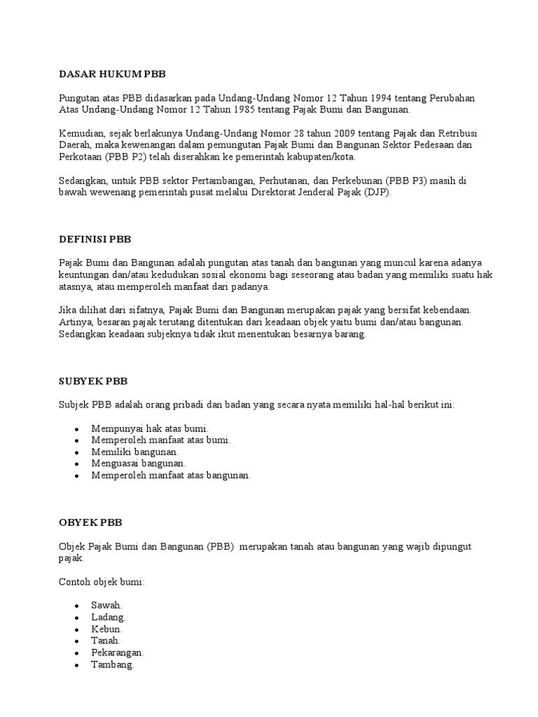 DASAR HUKUM PBB DI INDONESIA | PDF