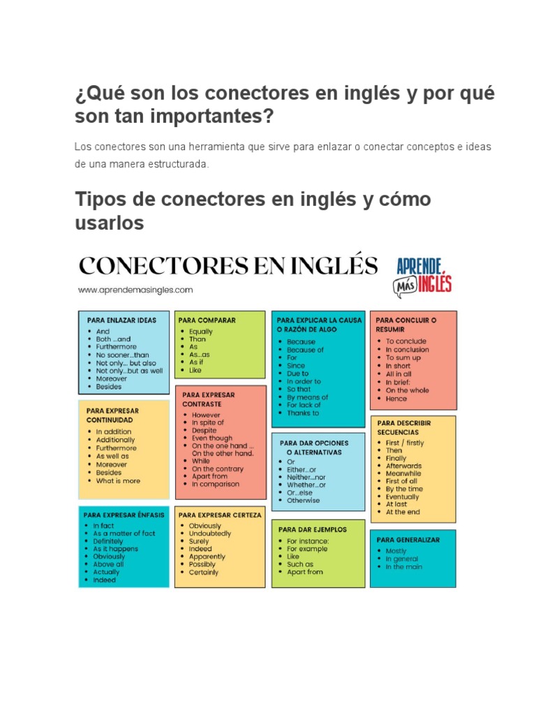 Conectores en Ingles | PDF