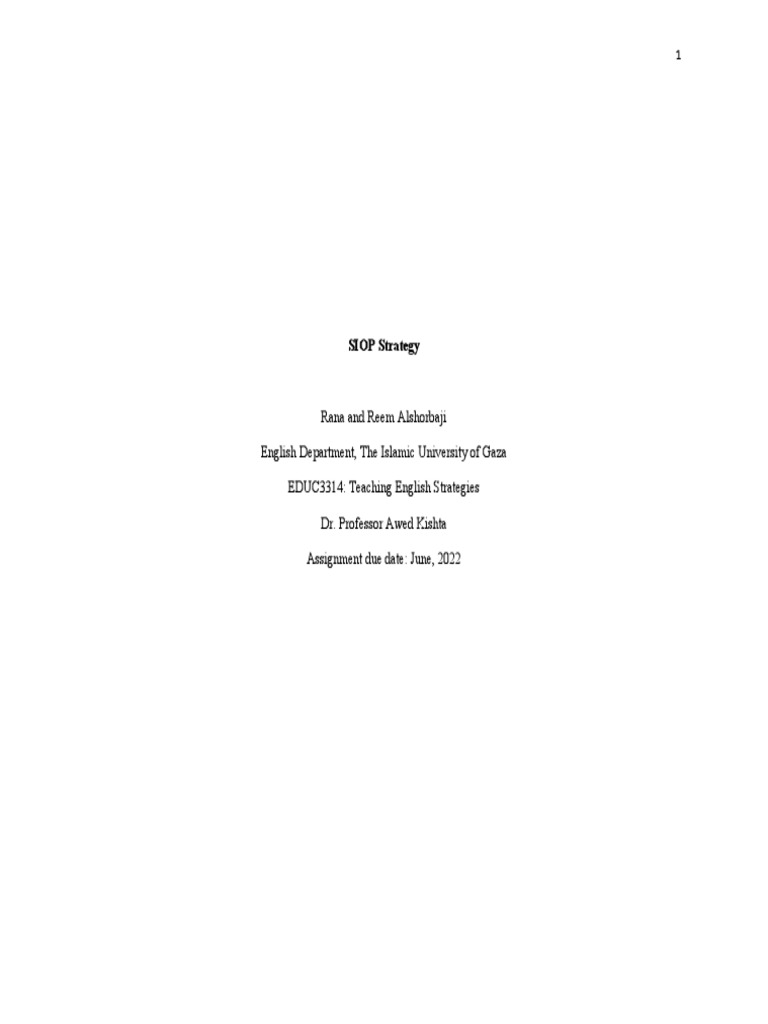 SIOP Theme, Historical Background, Advantages, and Disadvantages. | PDF | Cognitive Science ...