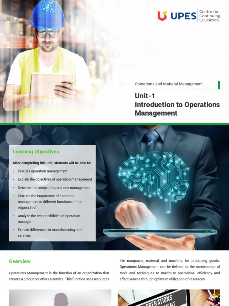 Unit-1: Introduction To Operations Management | PDF | Operations Management | Goods