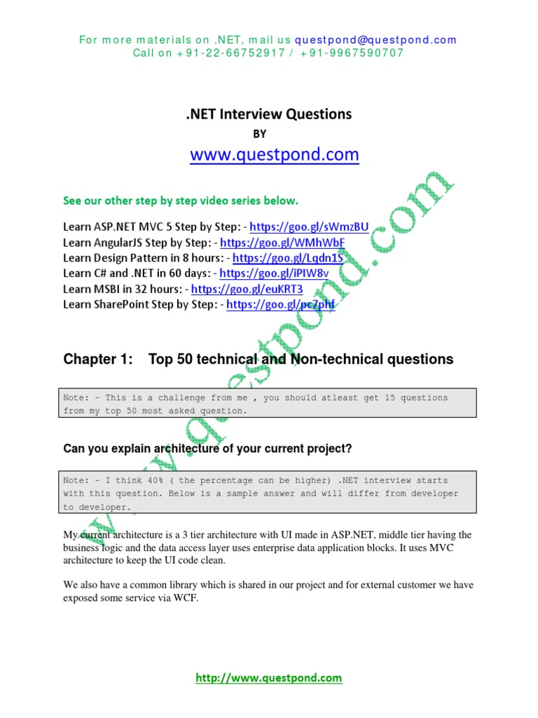 Chapter 1: Top 50 Technical and Non-Technical Questions: See Our Other ...