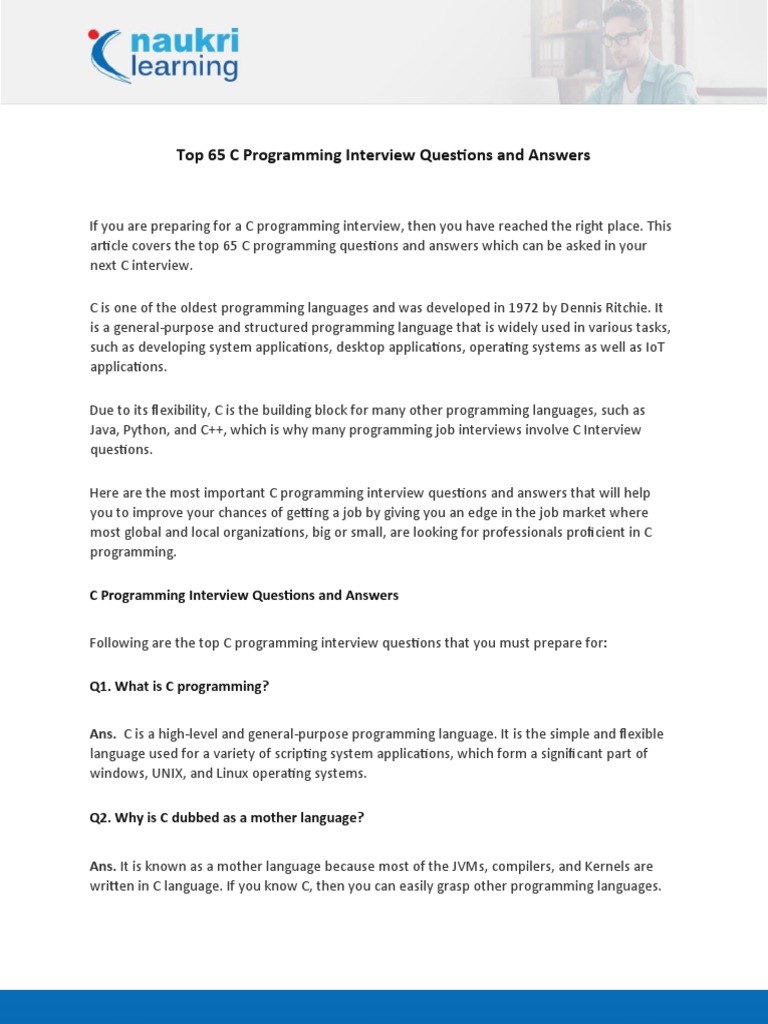 65 C Programming | PDF | Pointer (Computer Programming) | Subroutine