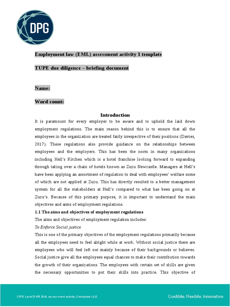 CIPD Level 5 HR EML Assessment Template 1 v1.0 | PDF | Employment ...