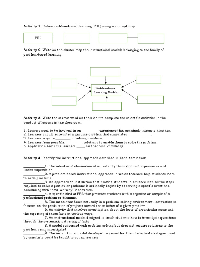 Problem-Based Learning Activities Guide | PDF | Learning | Science