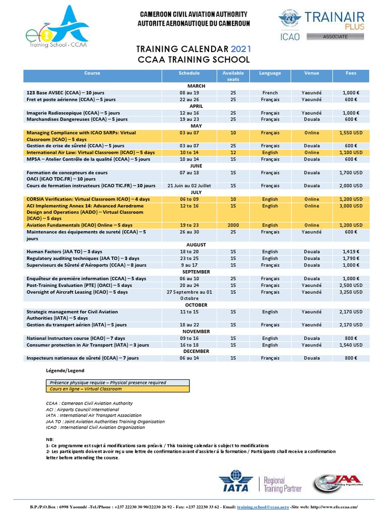 Programme Ecole Formation Ccaa 2021 | PDF | Aviation | Aéronautiques