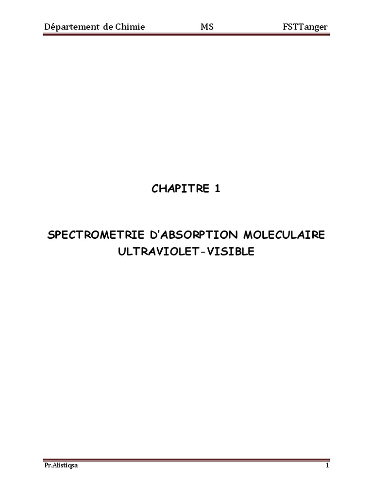 Spectrométrie UV-Visible en Chimie | PDF | L'absorbance | Spectroscopie