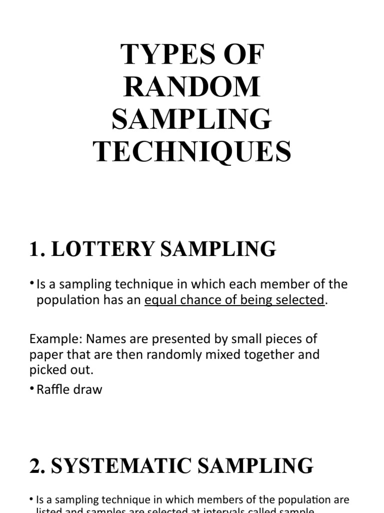 Types of Random Sampling Techniques | PDF