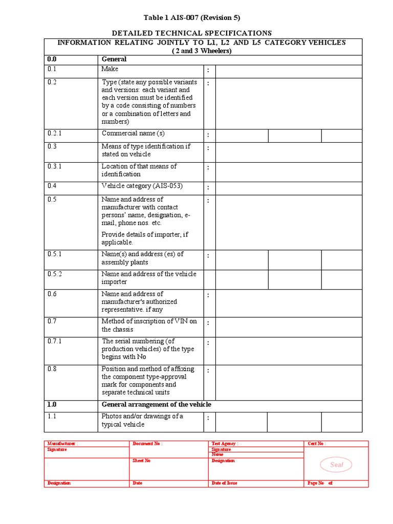 AIS 007 Rev.05 (Table 1) Amndt 7 | PDF | Transmission (Mechanics ...