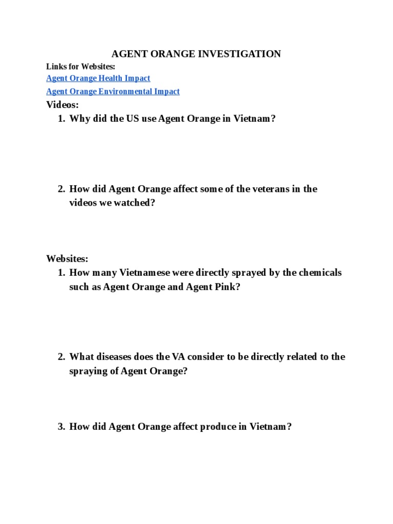 Agent Orange Investigation | PDF | Self-Improvement | Wellness