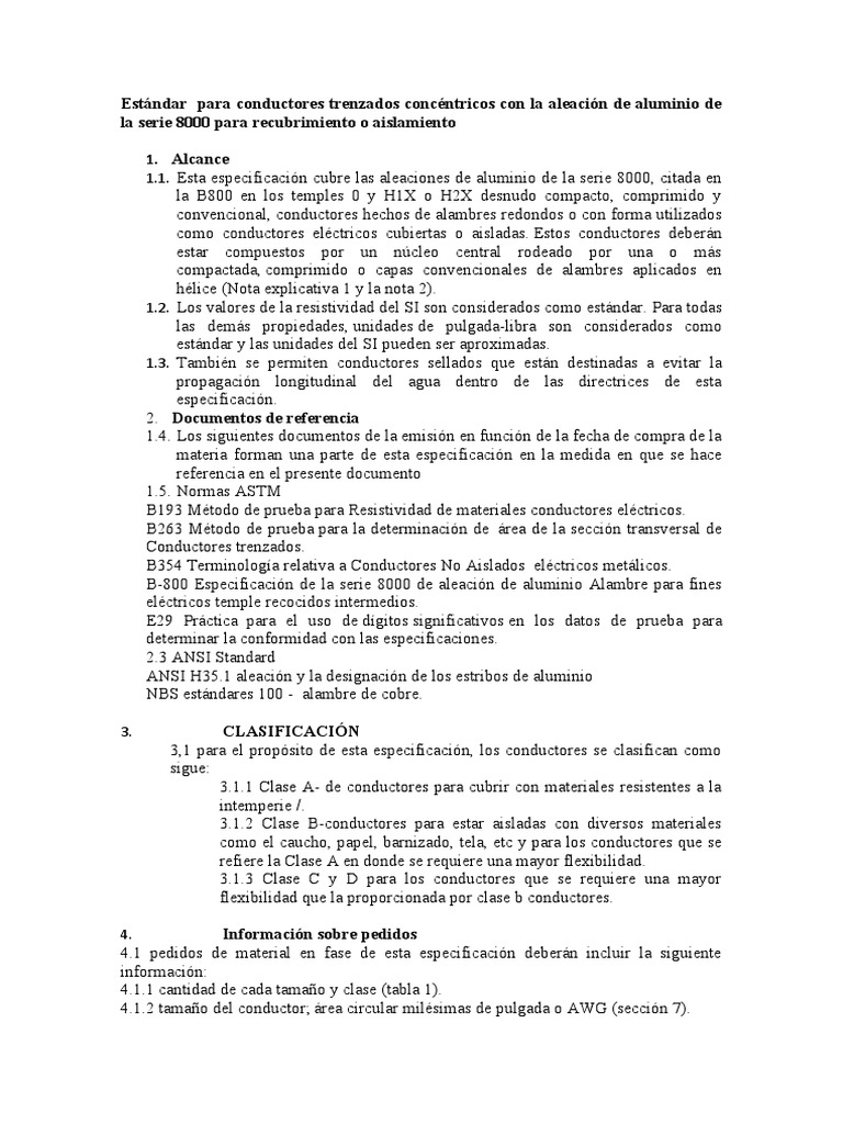 ASTM B801-16 Estándar para Conductores Trenzados Concéntricos Con La ...
