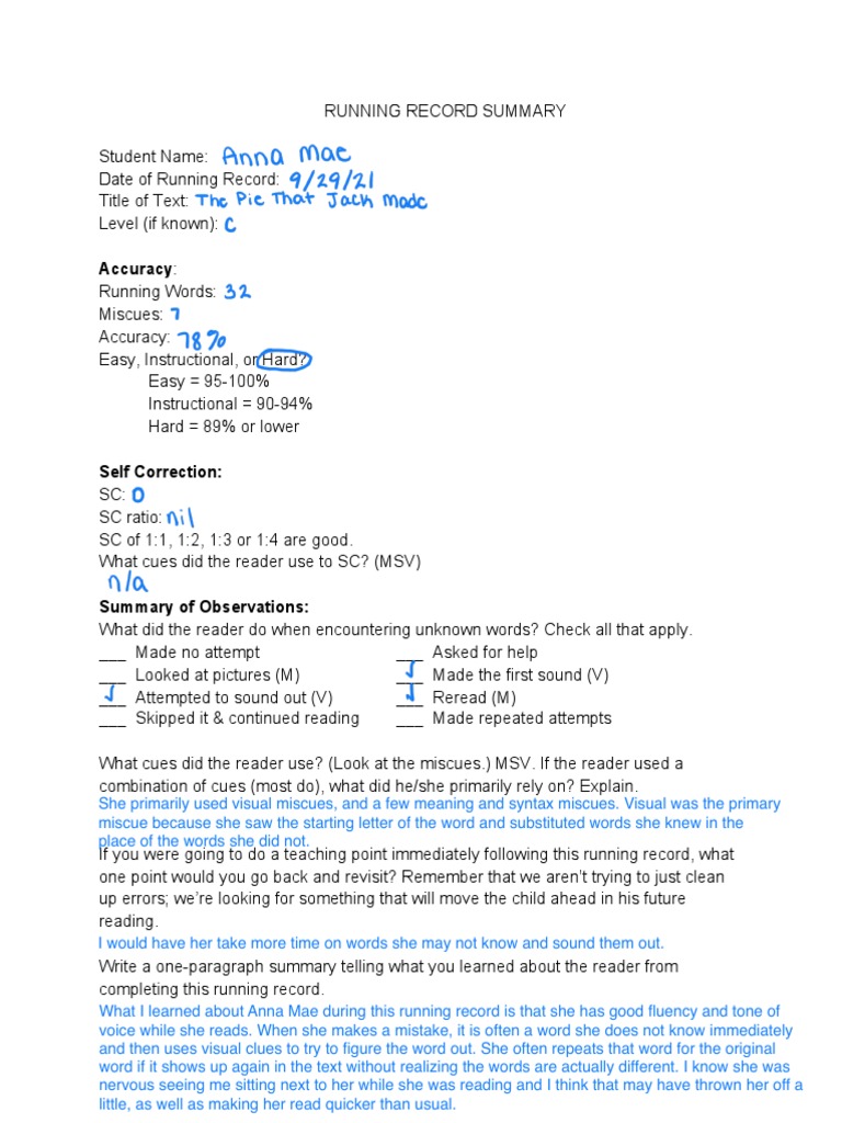 Run Record Summary Form v2 | PDF | Self-Improvement
