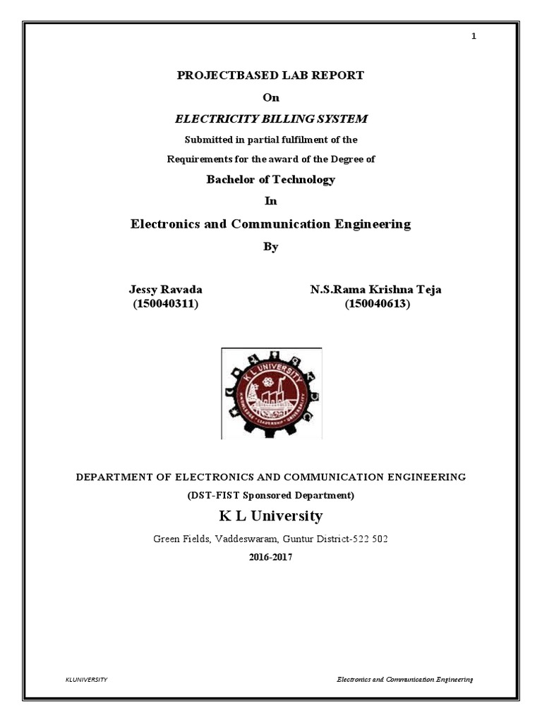 Electronics and Communication Engineering: Projectbased Lab Report On ...