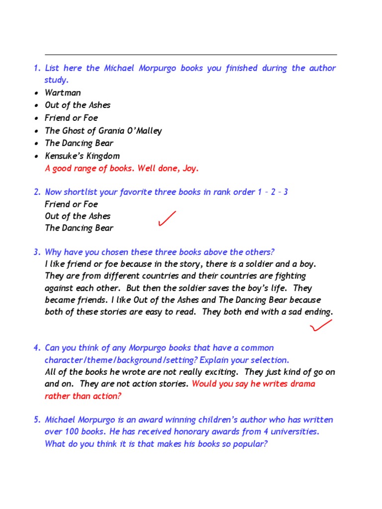 Michael Morpurgo Book Study Insights | PDF